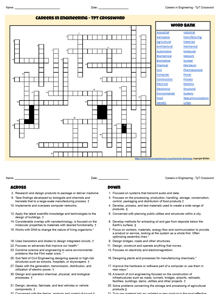 Careers in Engineering Crossword PDF-1 | PDF