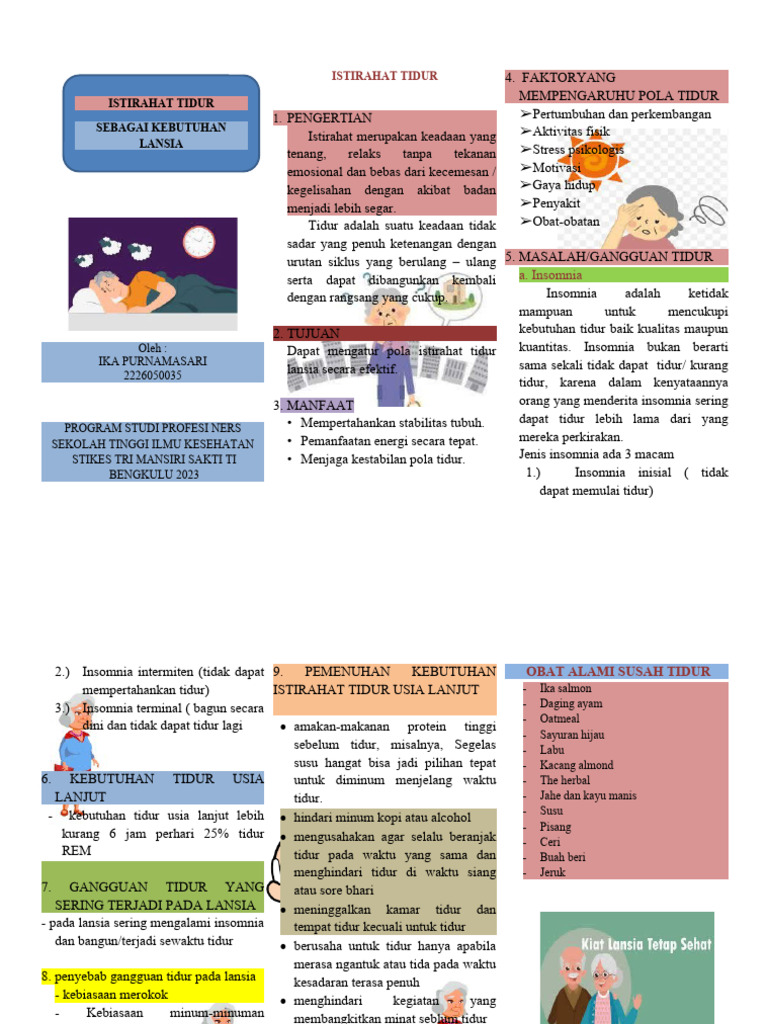 Leaflet Pola Tidur Lansia | PDF