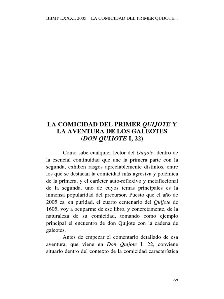 La Aventura de Los Galeotes | PDF | Don Quijote | Miguel De Cervantes