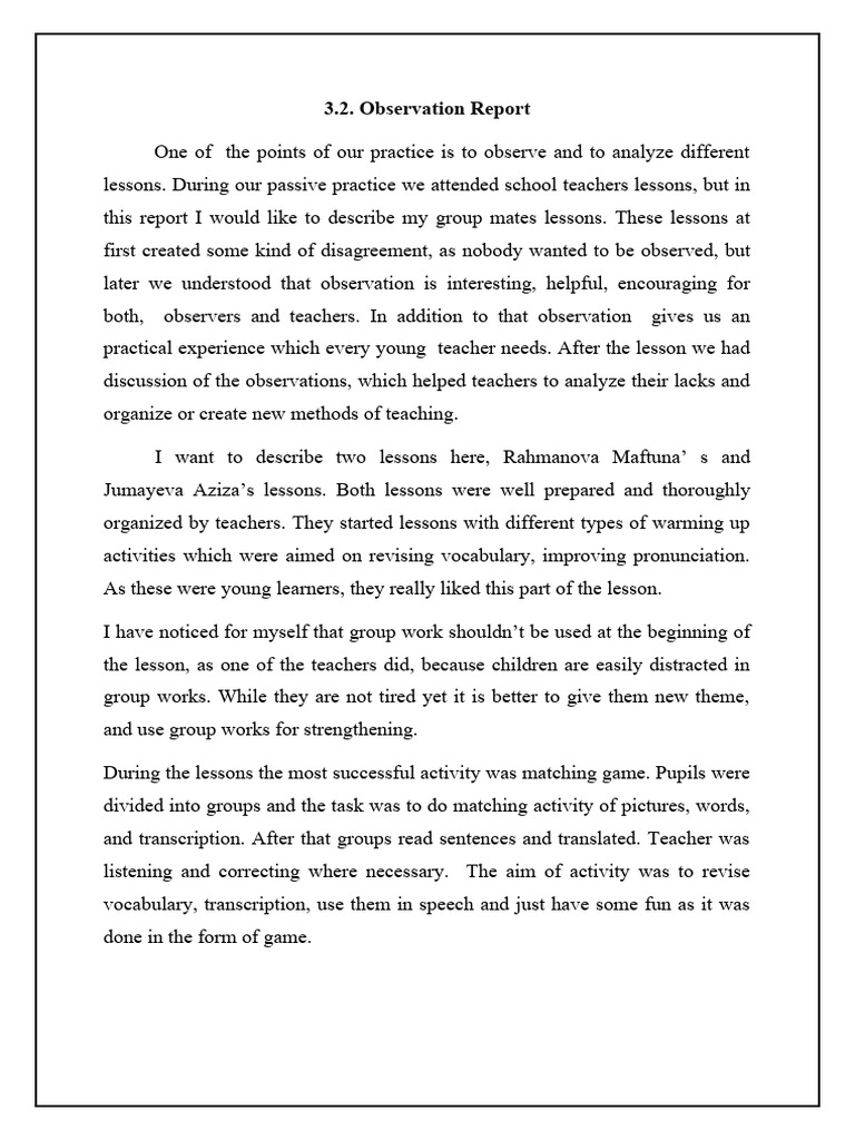 Observation Report | PDF