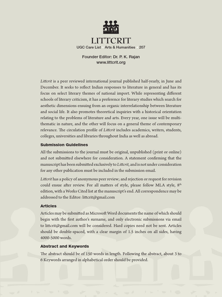 Littcrit Submission Guidelines 2022 | PDF | Academic Journal | Human ...