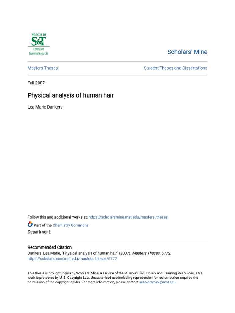 Physical Analysis of Human Hair | PDF