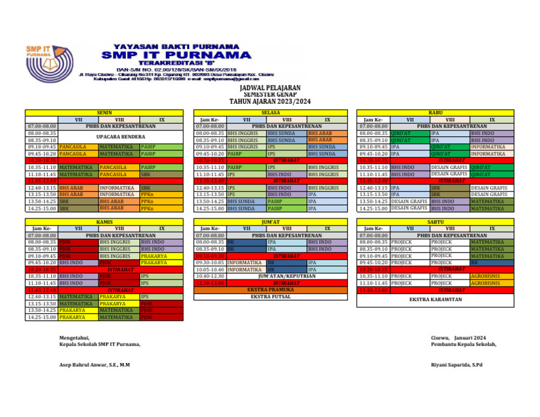 Jadwal Semester Genap 2023-2024 | PDF