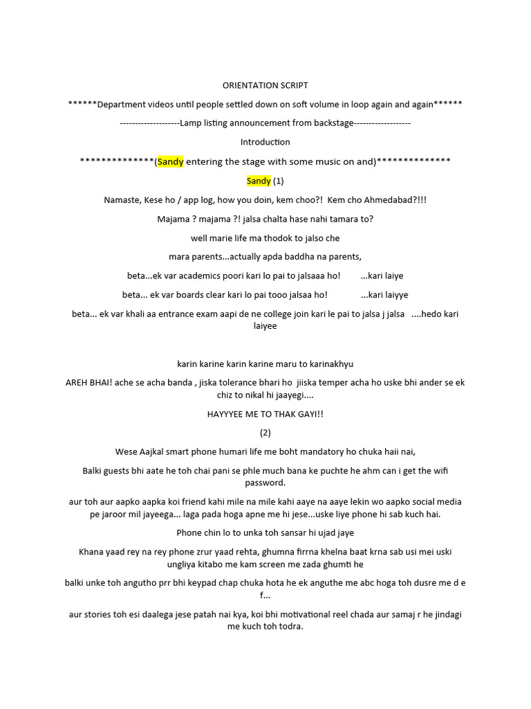 Orientation Script | PDF