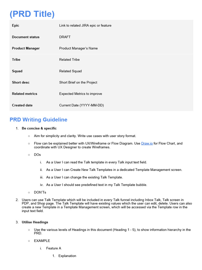 Contoh Template PRD | PDF | Mobile App | Computing