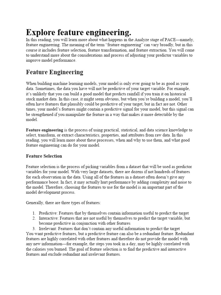 Explore Feature Engineering | PDF Explore Feature Engineering | PDF