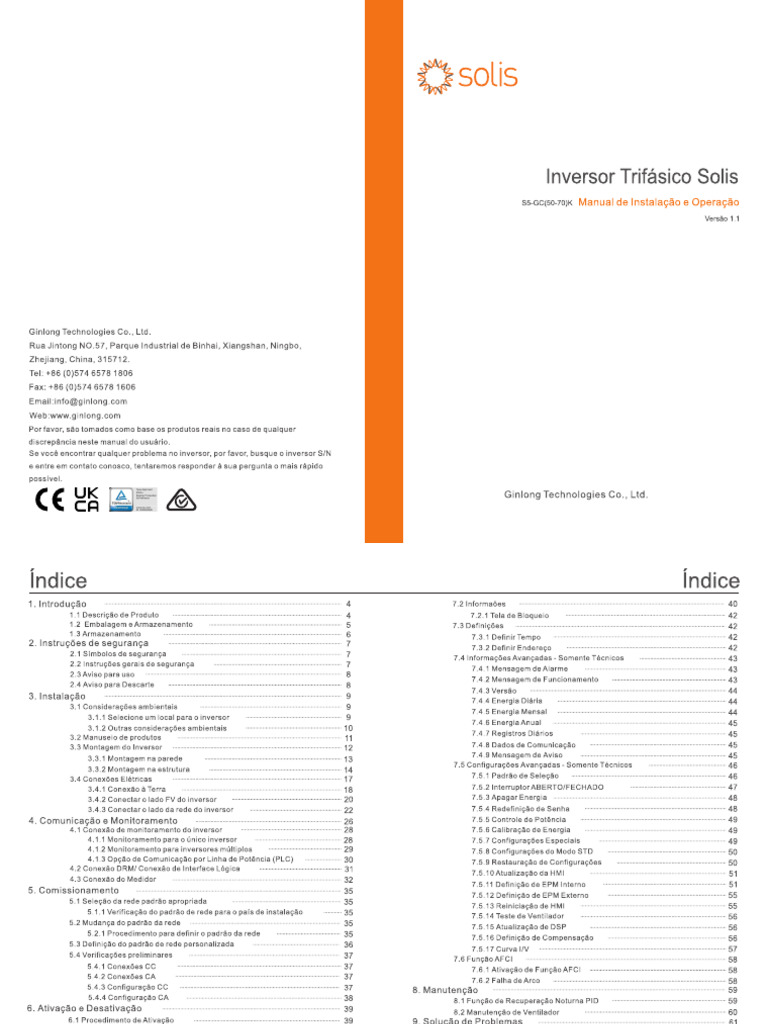 Solis Manual (50-70) K s5 Eur Por v1,1.1 | PDF