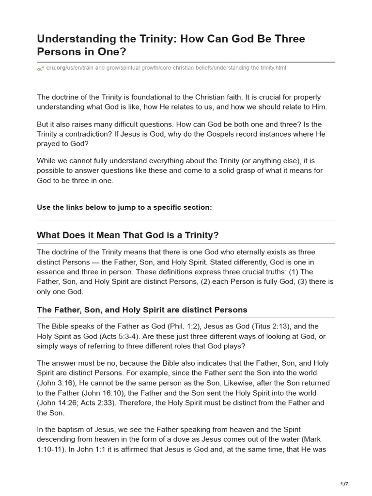 Understanding The Trinity How Can God Be Three Persons in One | PDF