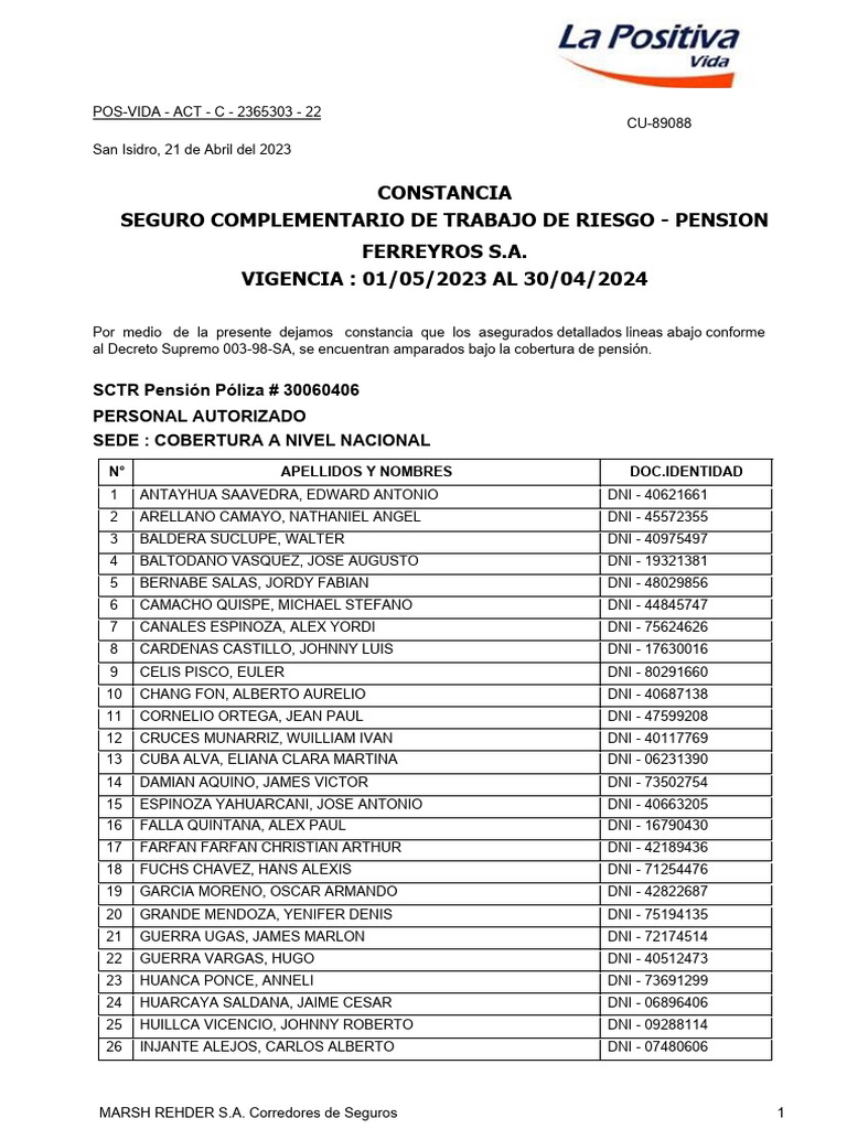 SCTR Constancia Pensión | PDF