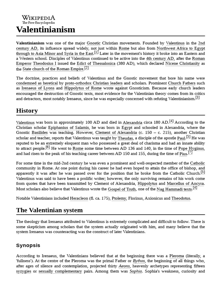 Valentinianism | PDF | Esoteric Schools Of Thought | Gnosticism