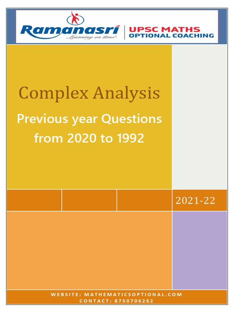Complex Analysis Previous Year Questions | PDF | Power Series ...