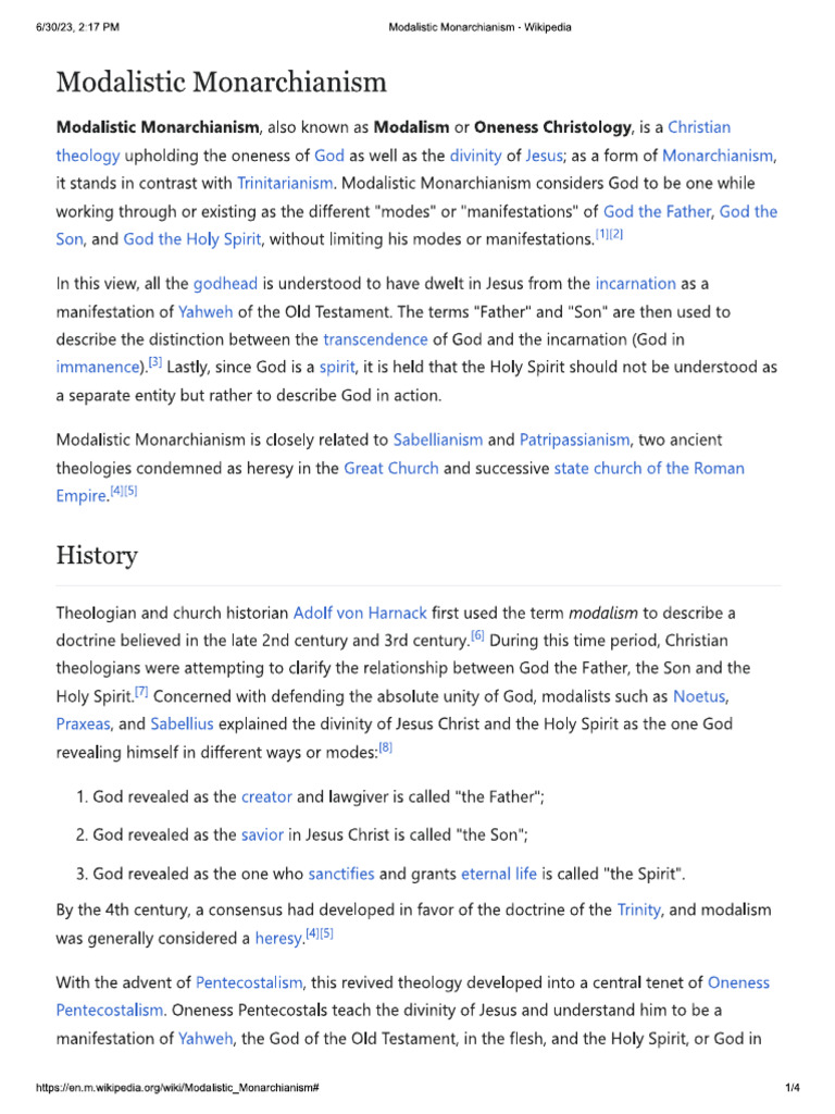 Modalistic Monarchism | PDF