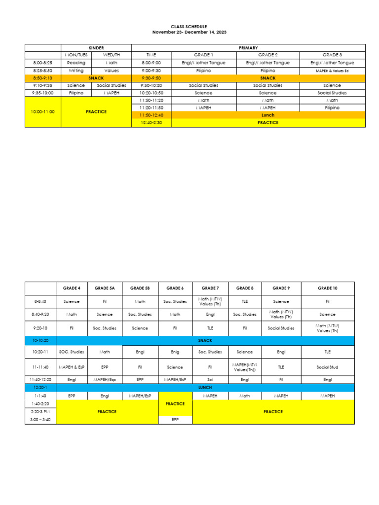 Shortened Period and Practice Schedule | PDF | Learning | Intelligence