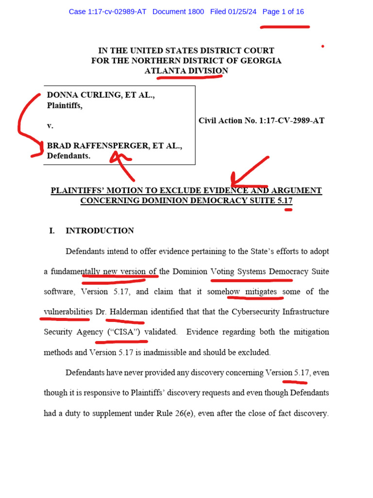 Motion to Exclude Dominion Voting Evidence | PDF | Law