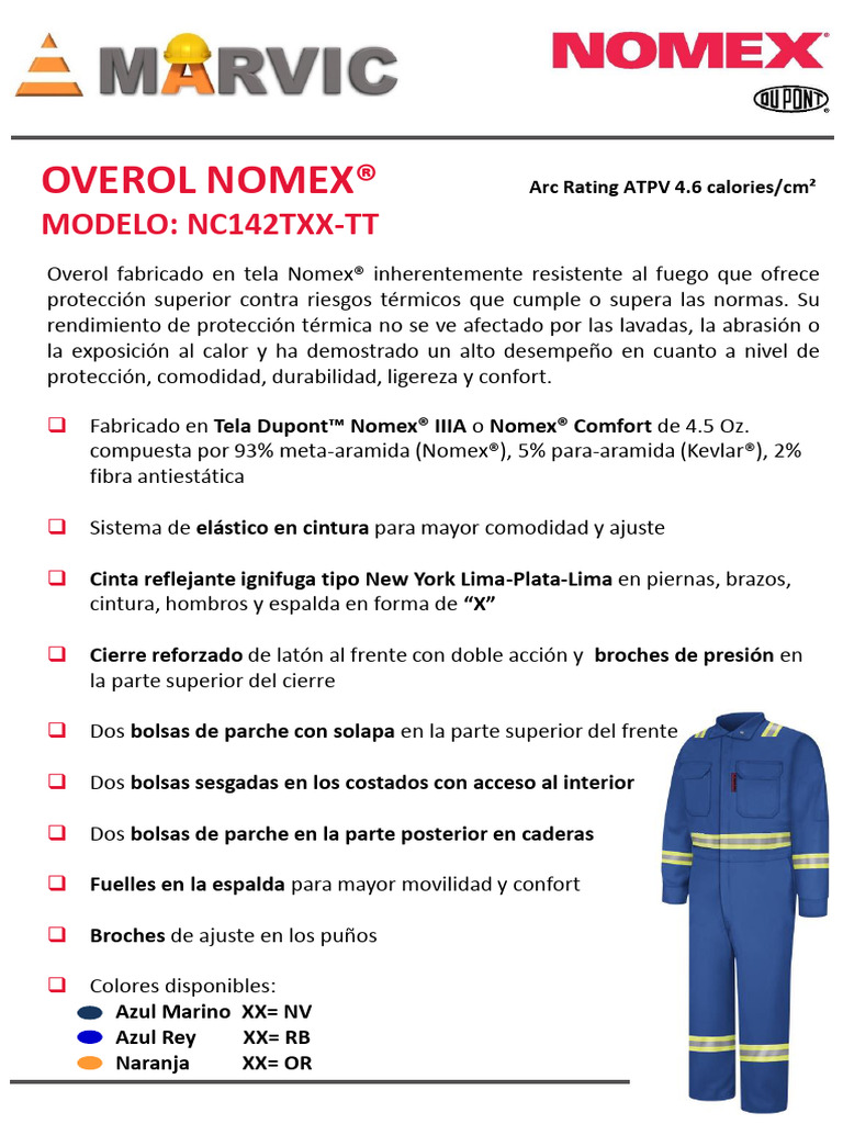 FT Overol Nomex NC142TXX MSI2016 | PDF