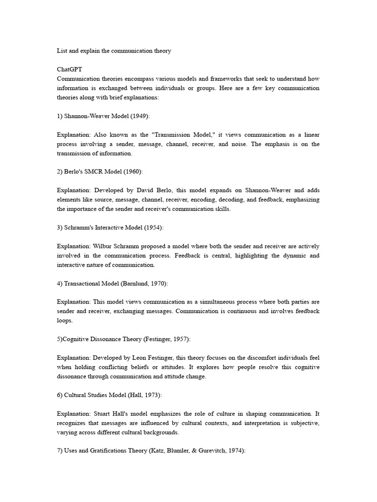 Communication Theories | PDF | Communication | Human Communication