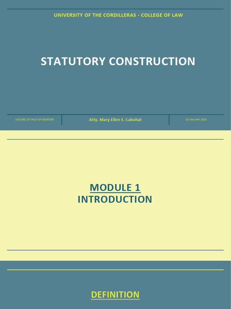 StatCon Module1 Introduction | PDF | Statutory Interpretation | Precedent