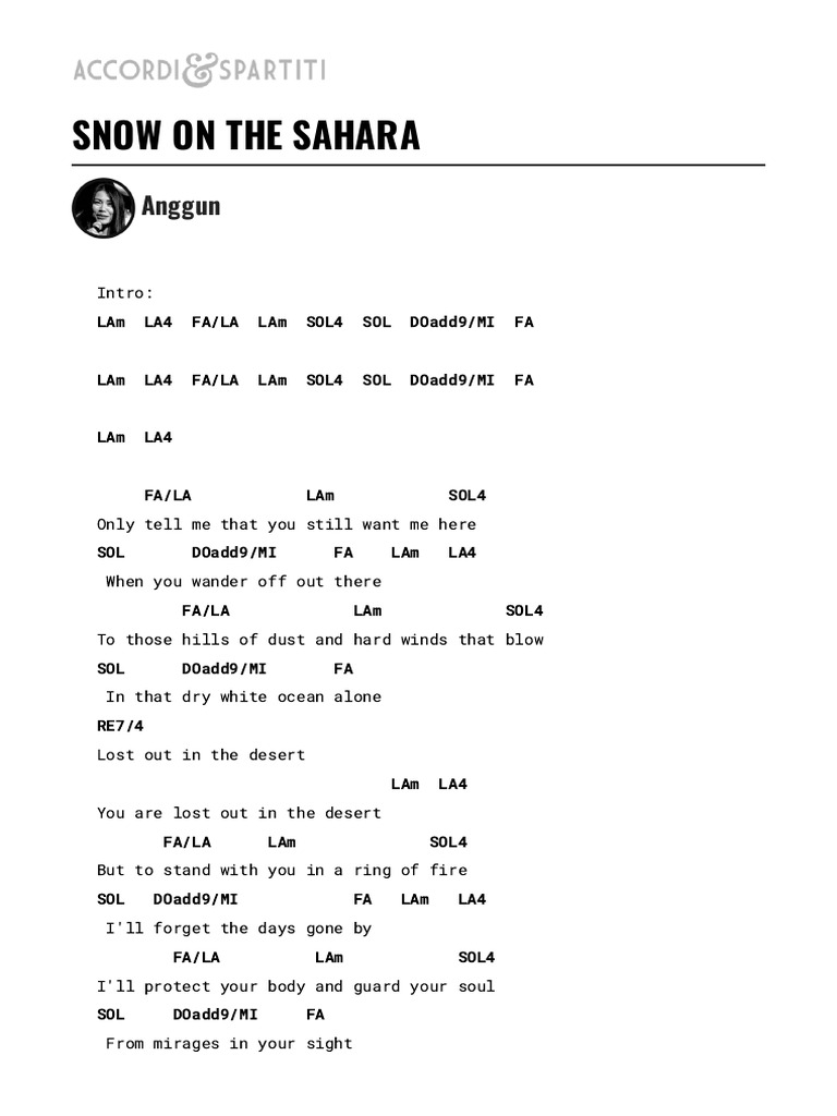 Anggun - SNOW ON THE SAHARA | PDF