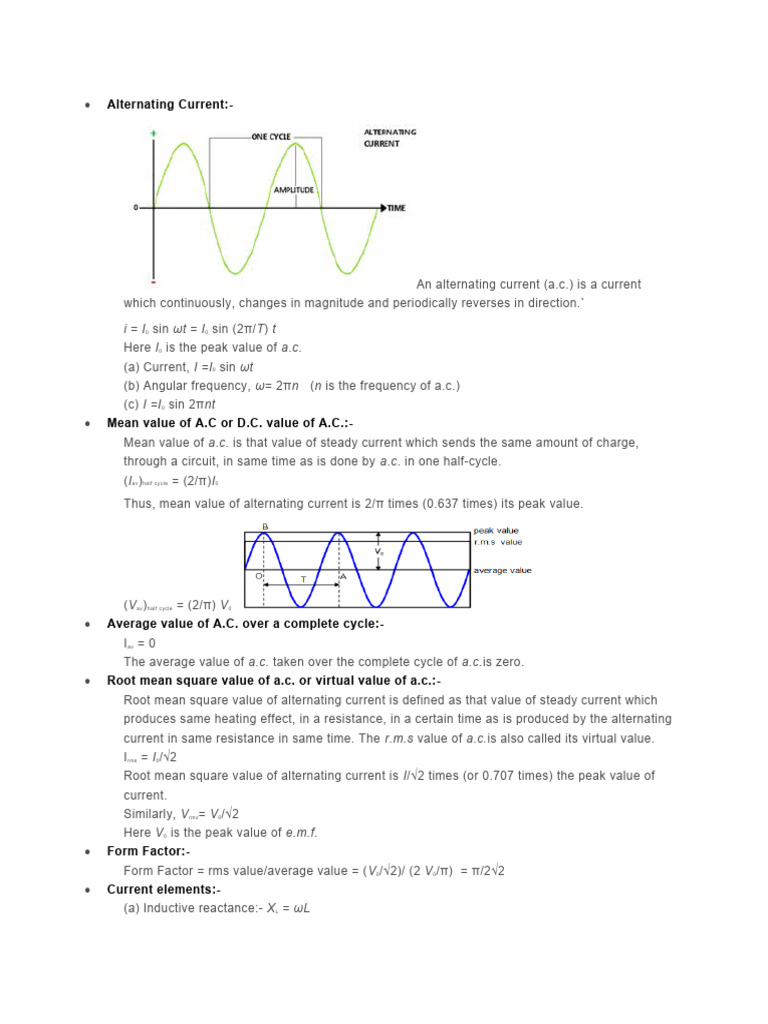Alternating Current Notes | PDF