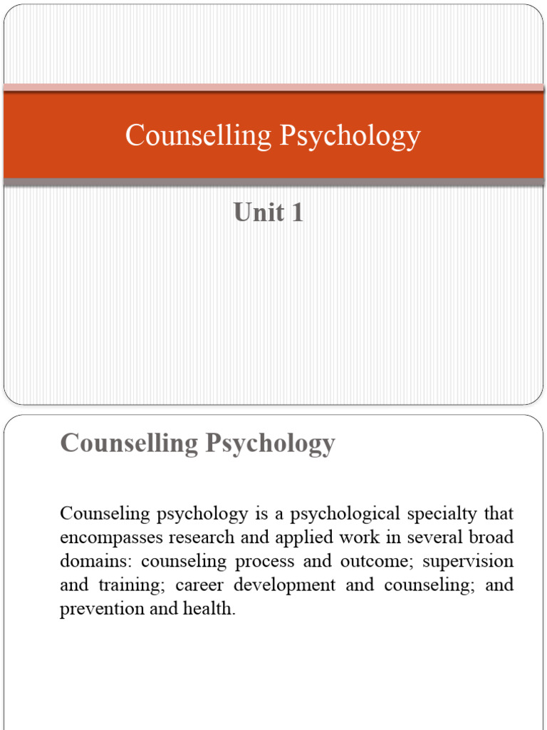 Counselling Psychology Unit 1 | PDF | Psychotherapy | Counseling Psychology