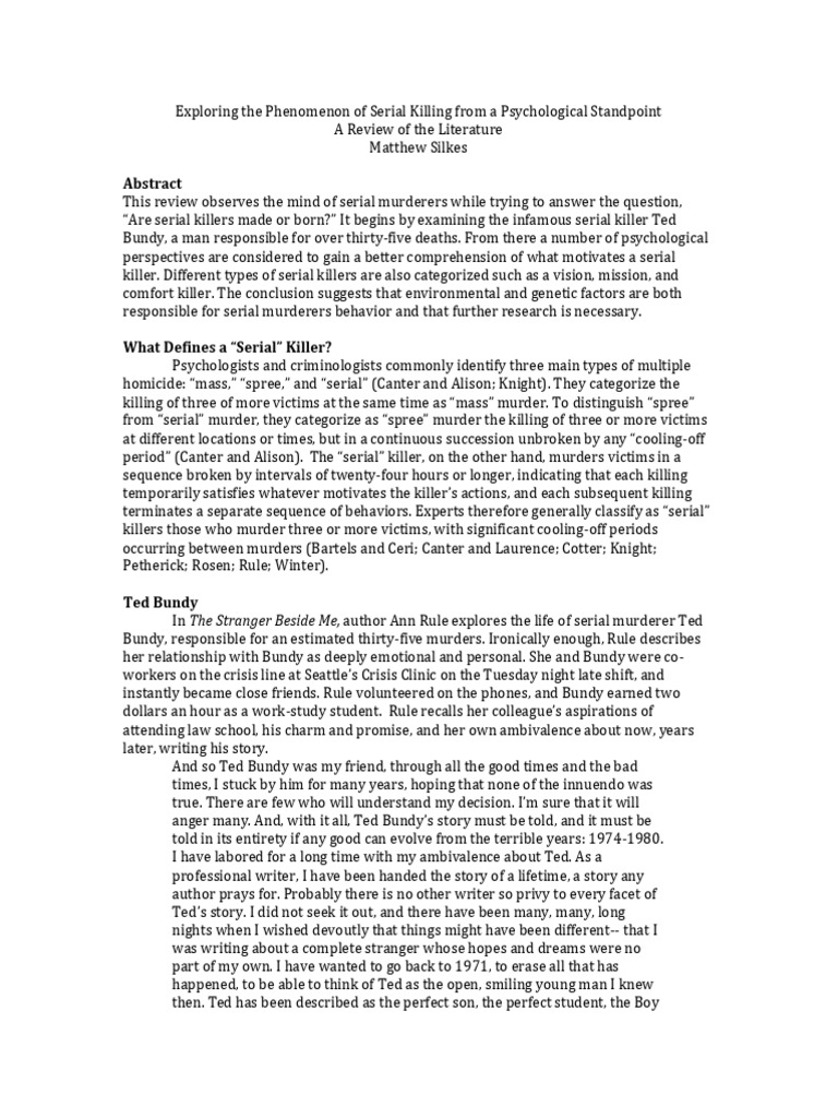 Exploring The Phenomenon of Serial Killing From A Psychological ...