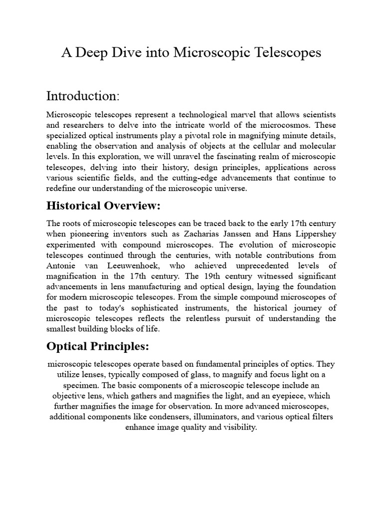 A_Deep_Dive_into_Microscopic_Telescopes | PDF | Microscope | Microscopy