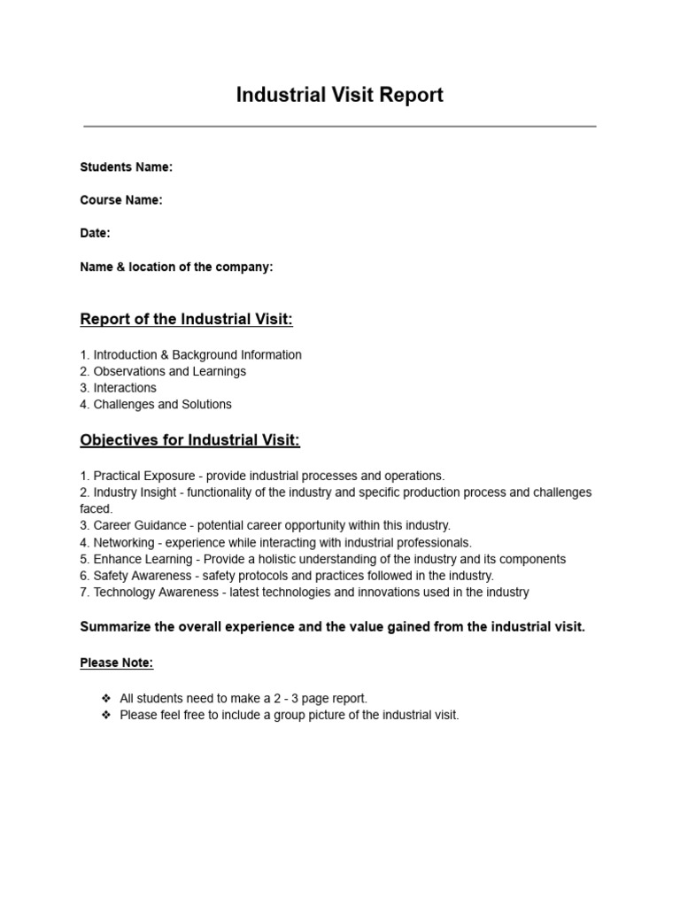 Industrial Visit Report Guidelines | PDF | Business | Technology ...