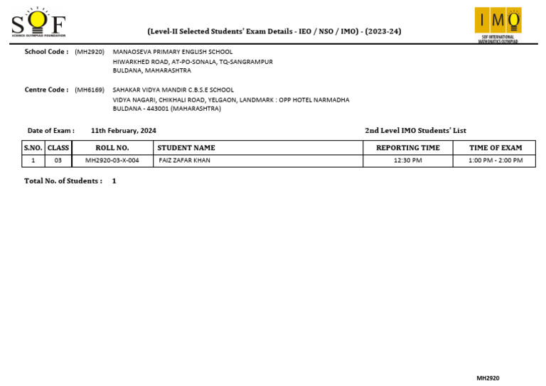 IMO 2nd Level selected student | PDF