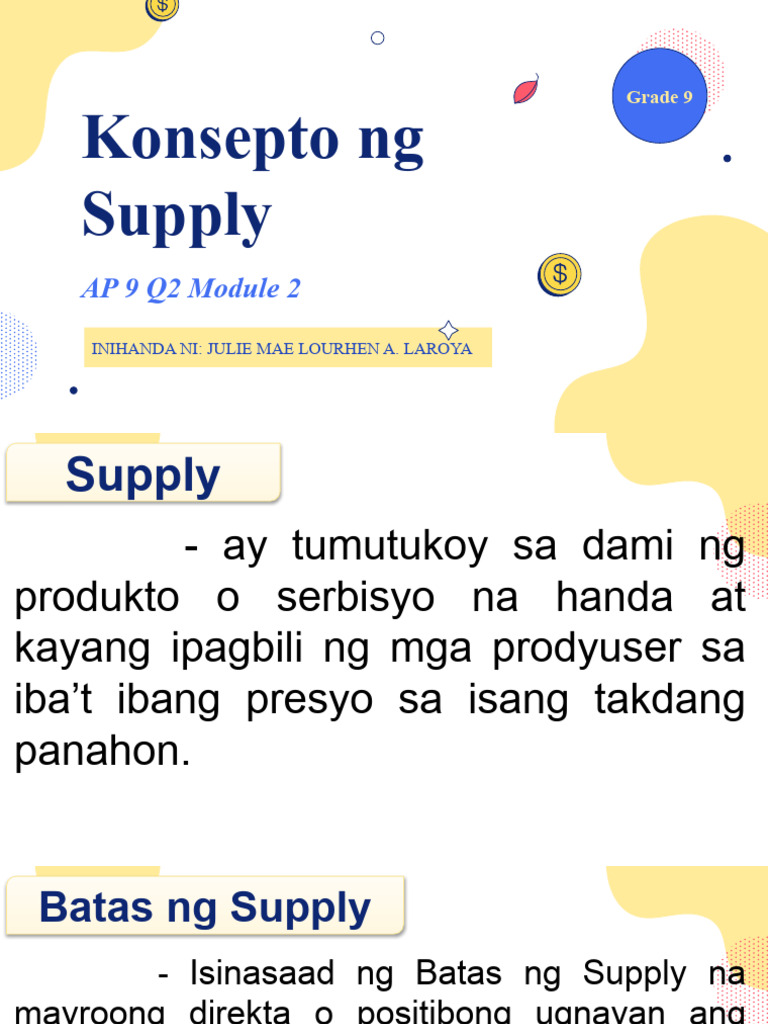 Konsepto NG Supply: AP 9 Q2 Module 2 | PDF