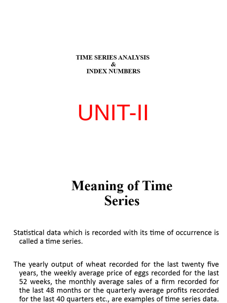 BSA Unit-II Topic - Time Series & Index No. | PDF | Cost Of Living | Moving Average