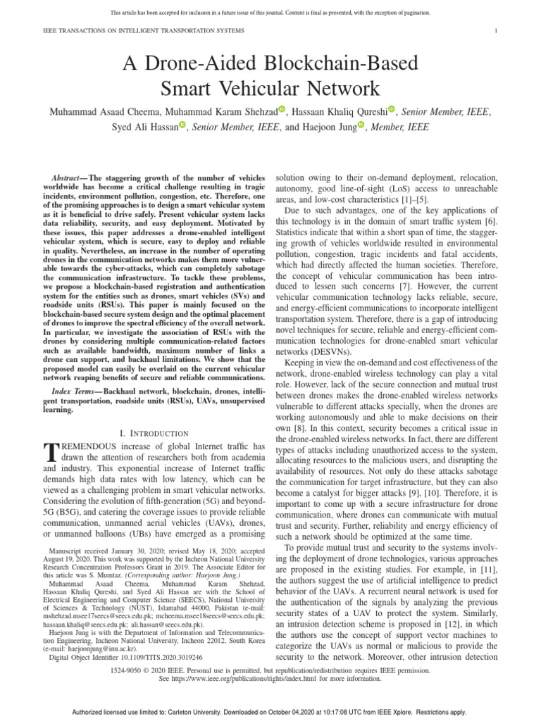 A Drone-Aided Blockchain-Based Smart Vehicular Network | PDF | Unmanned Aerial Vehicle ...