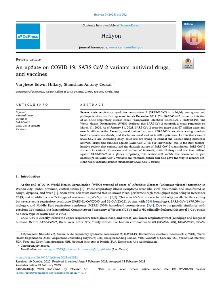 An Update On COVID-19 SARS-CoV-2 Variants, Antiviral Drugs, and ...