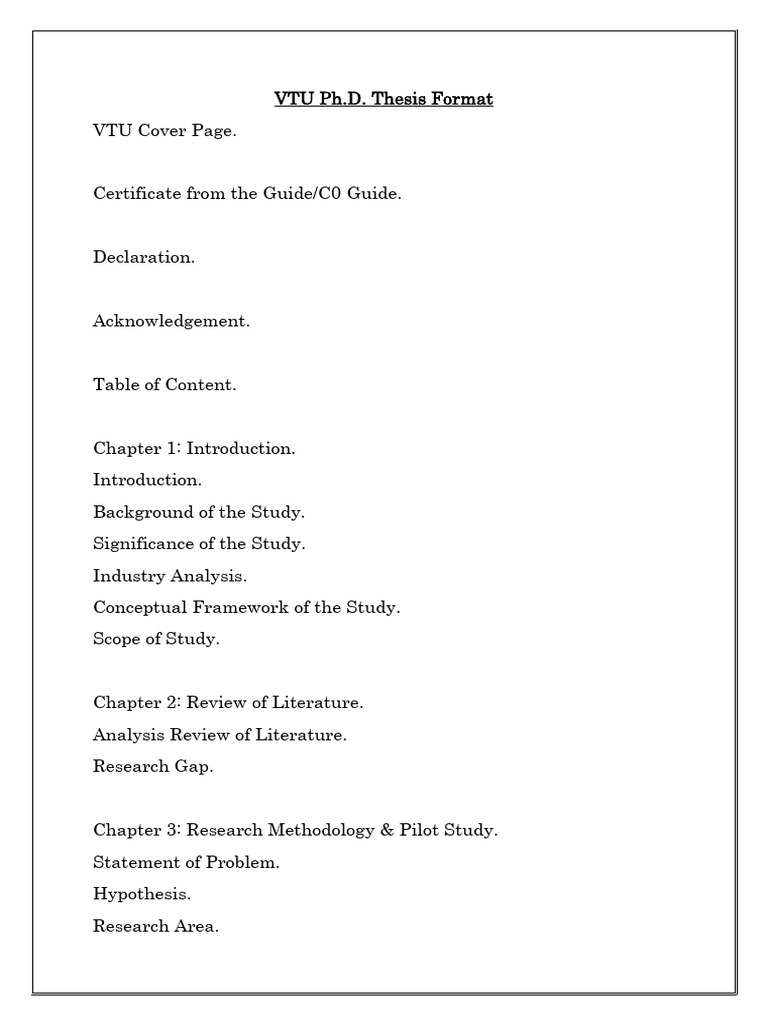 VTU Ph.D. Thesis Format | PDF
