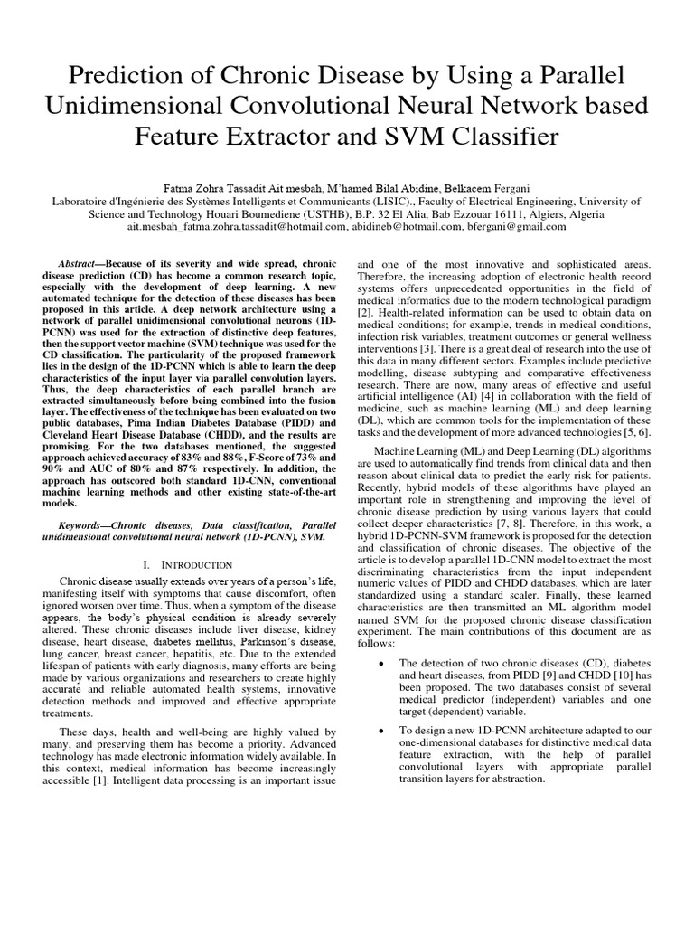 Prediction of Chronic Disease by Using A Parallel Unidimensional Convolutional Neural Network ...