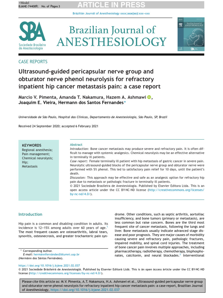 Ultrasound-guided pericapsular nerve group and obturator nerve phenol ...