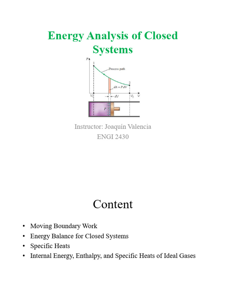 Energy Analysis of Closed Systems | PDF