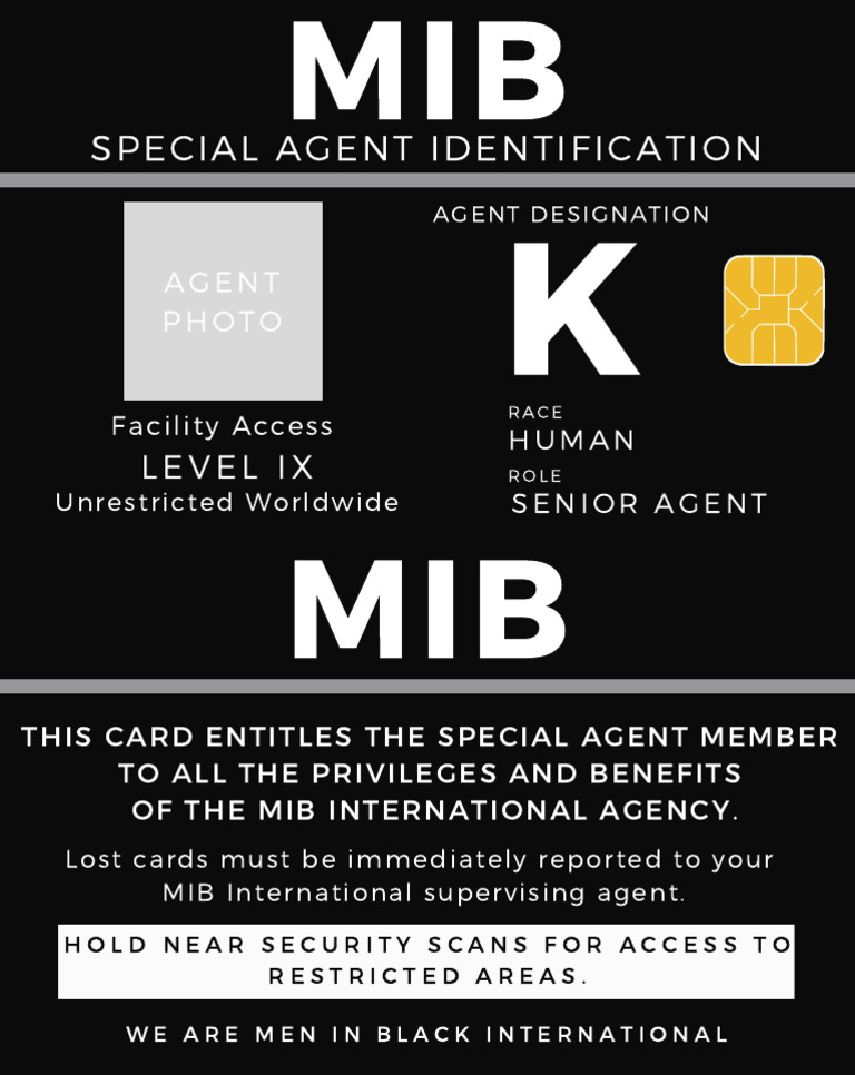 Men in Black Agent Identification Card | PDF