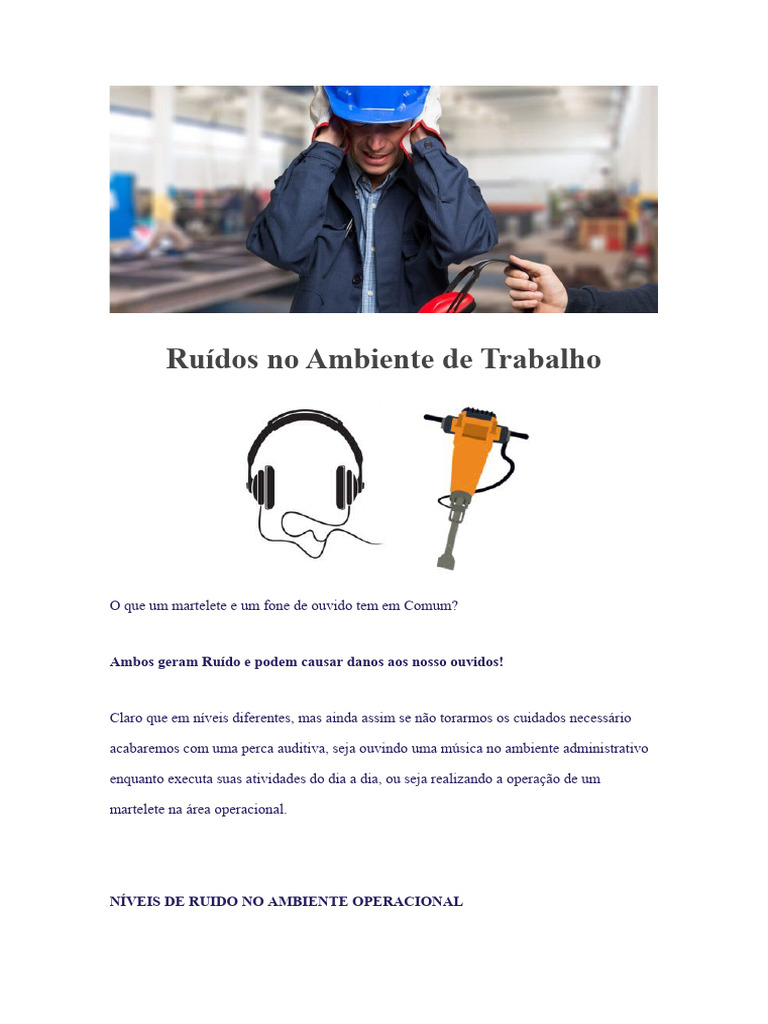 Ruídos No Ambiente de Trabalho | PDF