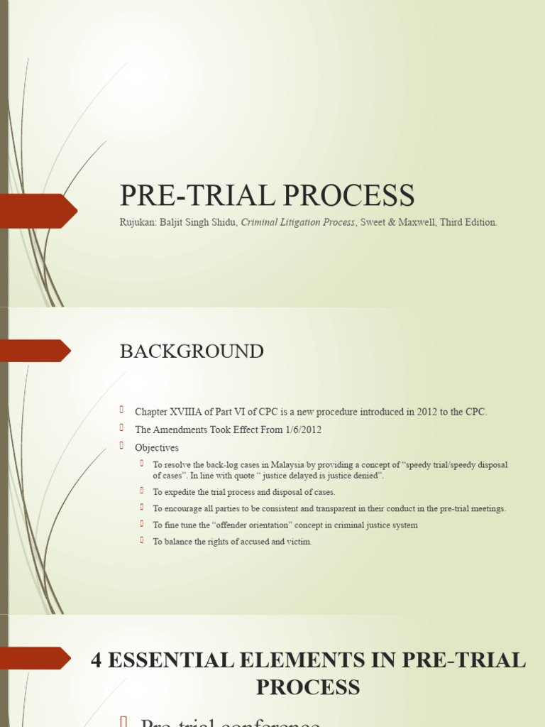 Lecture 13 CPC - PRE TRIAL PROCESS | PDF | Plea Bargain | Plea