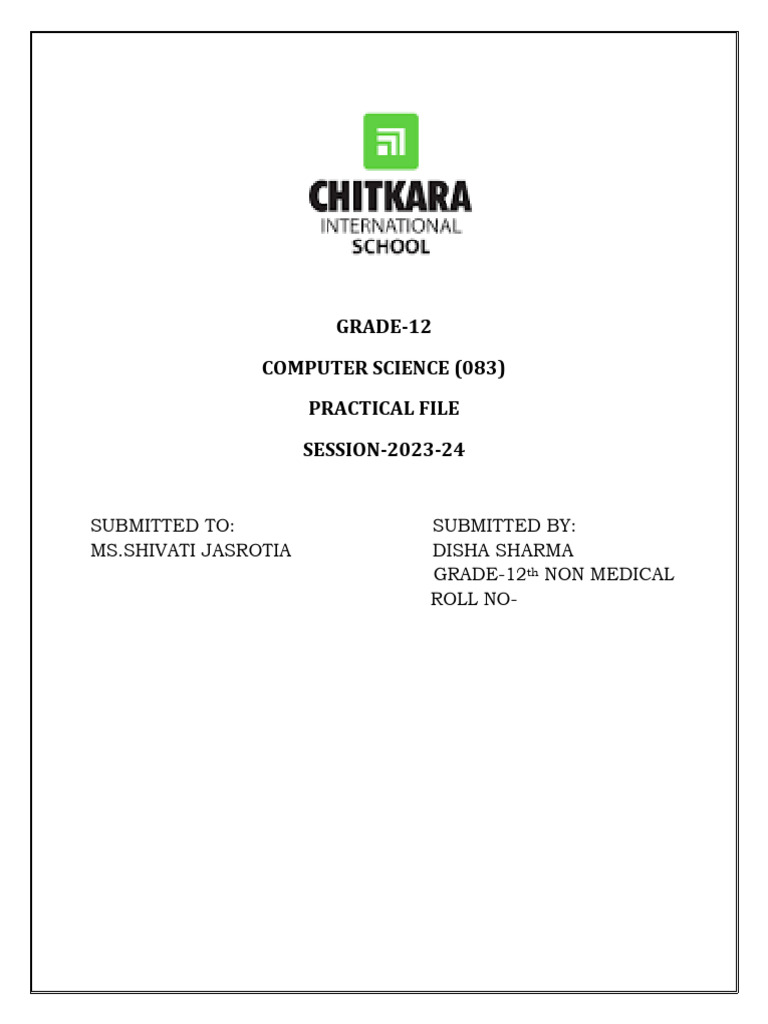 Dish A Sharma Class 12 | PDF | Programming | Computer Program