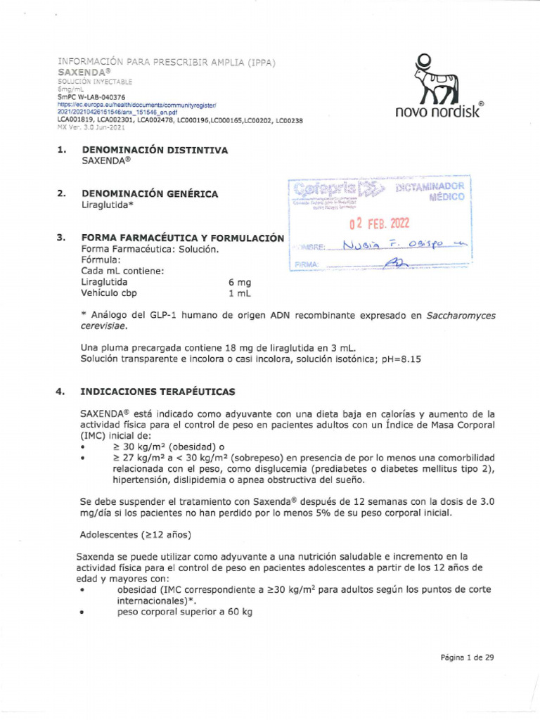 Saxenda IPPA 333M2015 SSA 15.02.2022 (213300415J0097) | PDF