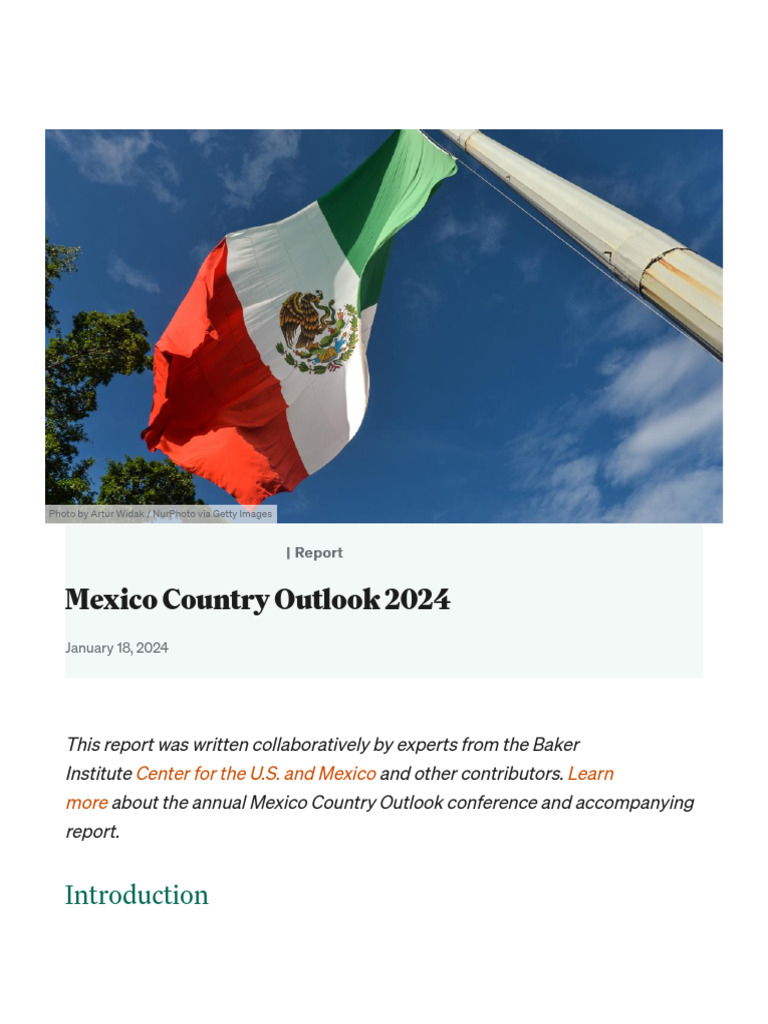 Mexico Country Outlook 2024 Report | PDF | Inflation | Government ...