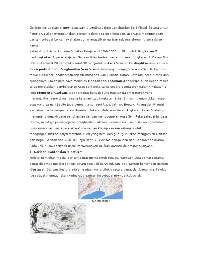 Garisan Merupakan Elemen Asas Paling Penting Dalam Penghasilan Seni ...