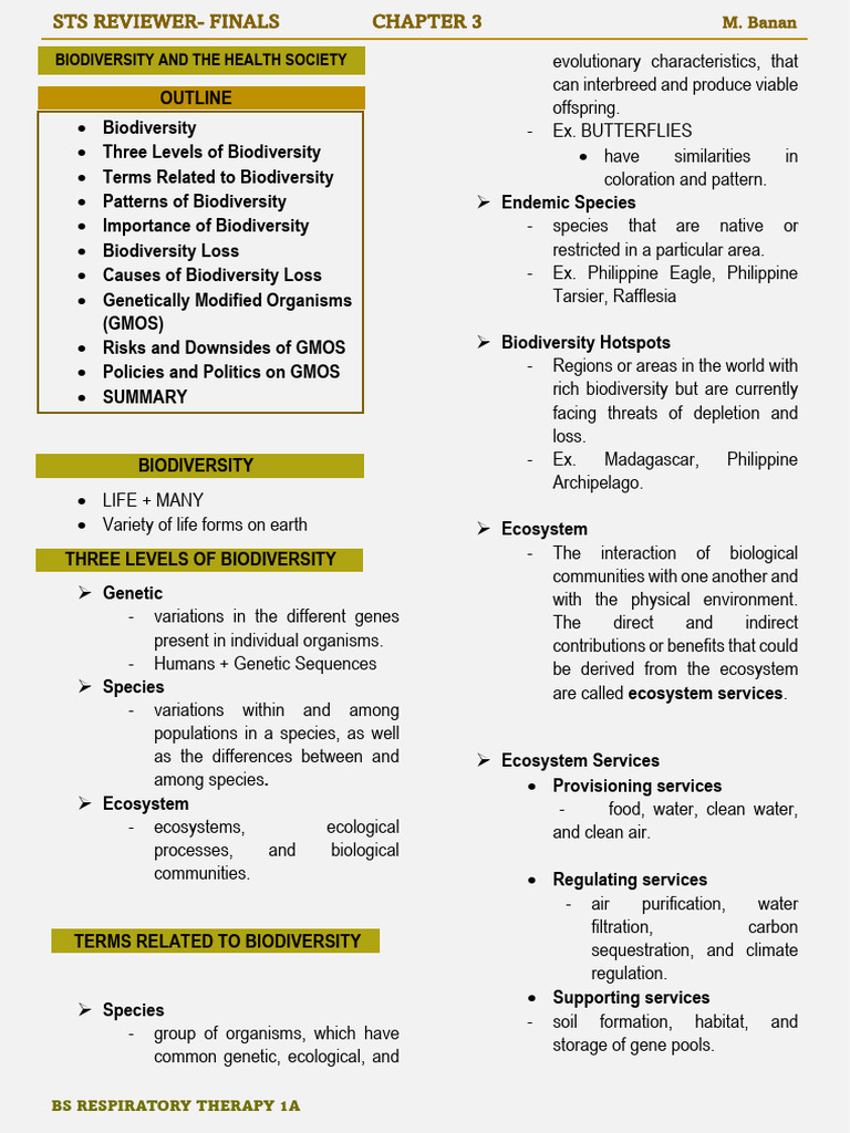 STS Chap 3 | PDF | Biodiversity | Genetically Modified Organism