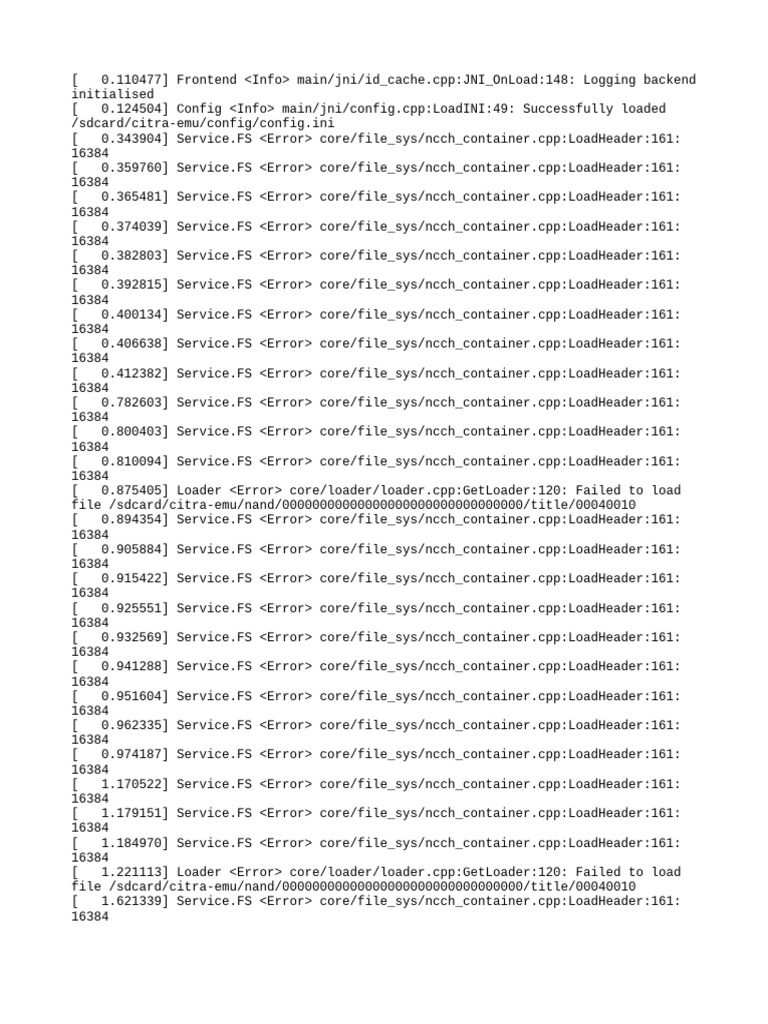 Citra Emulator Error Log Analysis | PDF