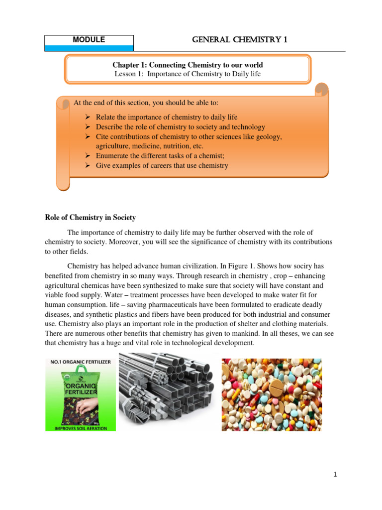 Role of Chemistry in Society and Life | PDF | Social Science