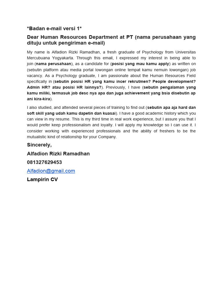 Pitch Letter for HR Internship Applications | PDF | Human Resources ...