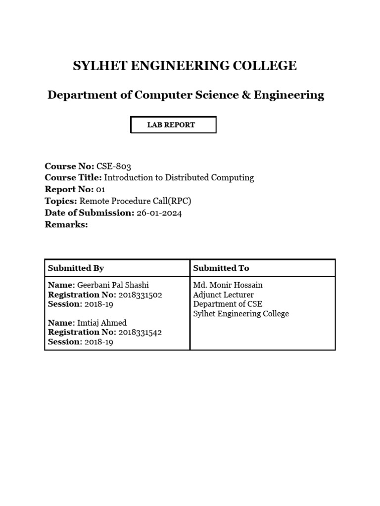 RPC Lab Report: Java Implementation | PDF