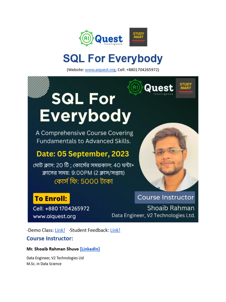 SQL For Everybody 2 | PDF | Databases | Sql