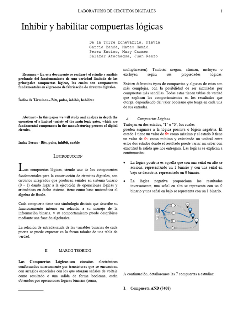 Compuertas Lógicas | PDF | Puerta lógica | Álgebra de Boole